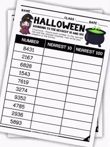 HALLOWEEN ROUNDING TO THE NEAREST 10 & 100 | SPOOKY ROUNDING FUN ...