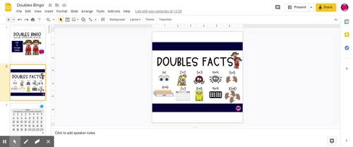 DOUBLES Facts BINGO PDF or Google Slides Versions Available | TPT