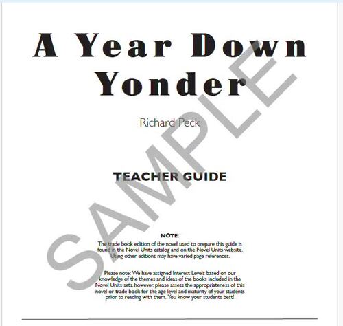 A Year Down Yonder Novel Units® Teacher Guide Novel Study | TPT