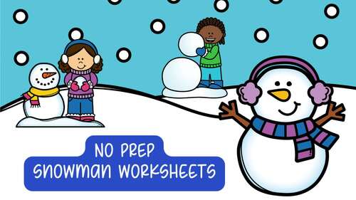 Snowman Math Literacy Worksheets PreK Kindergarten First Grade TK UTK