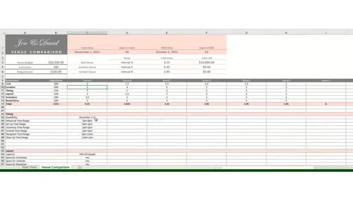 Wedding Venue Comparison Excel Spreadsheet by Mom Money Map | TPT