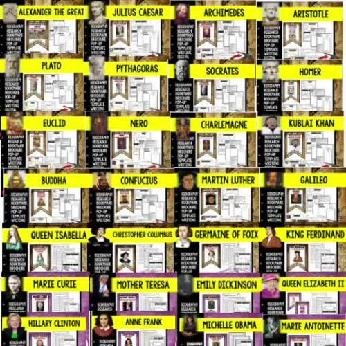 Euclid Biography Research, Bookmark Brochure, Pop-Up Writing Google