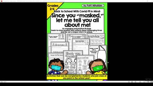 Back to School | Covid-19 | Activities for the first day of school