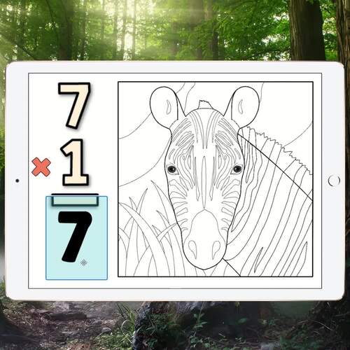 Multiplication by 1 Boom Cards | Color the Animal by LOL - Life of Learning