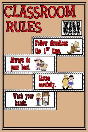 CLASSROOM RULES Wild West Theme Classroom Decor Management by Barbara Evans