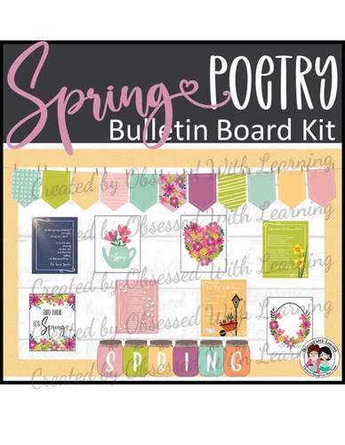 Spring Bulletin Board, National Poetry Month Bulletin Board, Poems