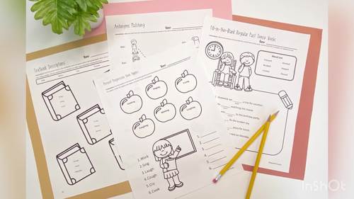 Back to School Themed Speech Therapy Language Worksheets and Activities