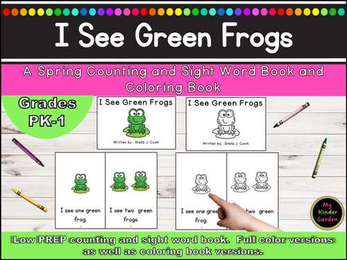 Sight Word & Counting Decodable Spring Book & Coloring Book I See Green ...