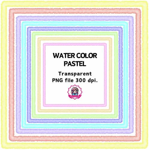 Watercolor Pastel Square Border Clipart | Frames | Commercial Use