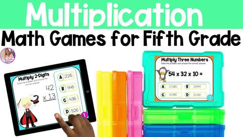 Multiplication 6 LOW PREP Math Centers | Digital and Print | 5.NBT.5