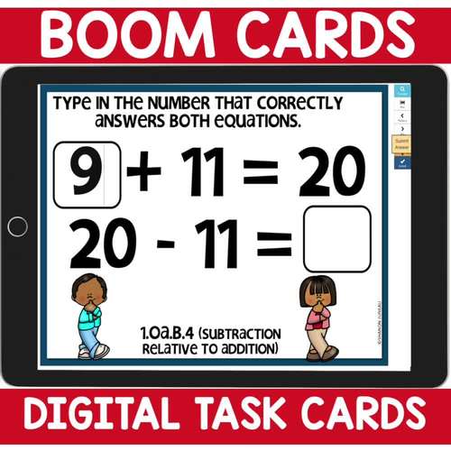 Related Facts Addition and Subtraction up to 20 Boom Cards 1.OA.B.4
