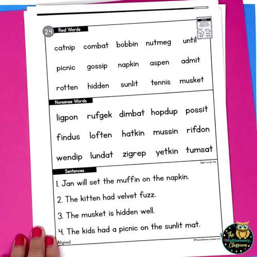 VCCV Syllable Division for Orton Gillingham Lesson (TMC Phonics Focus ...