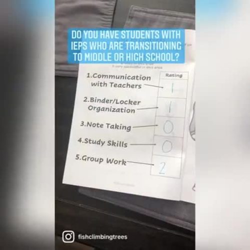 Transition Workbook for Middle or High School by Fish Climbing Trees