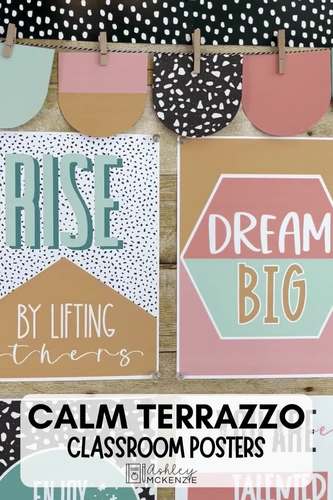 Calm Terrazzo Classroom Decor | Classroom Posters - Editable! | TpT