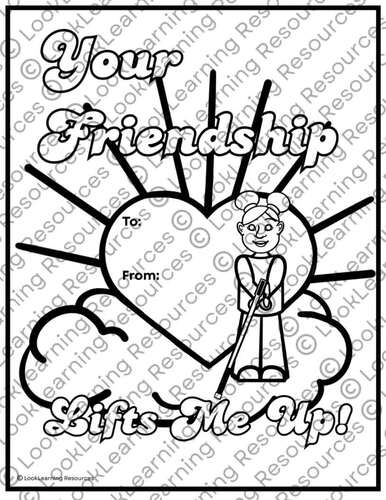 Inclusive Valentine's Day Card Coloring Activity | Friendship Gift