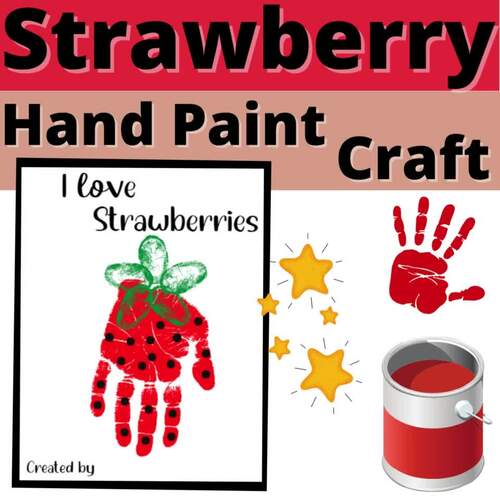 Strawberry Craft Art Hand Picture Activity Paint Art Card Letter