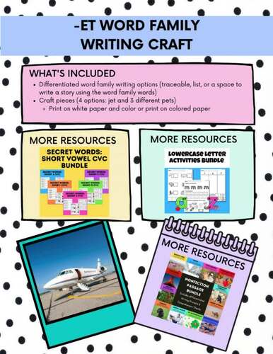 **BUNDLE** Short Vowel Word Family Phonics Writing Craftivity + Digraphs