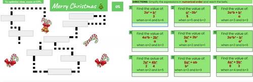 Christmas Algebraic Expressions By Substitution With Exponents | TPT
