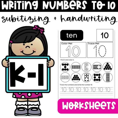 Subitize and Trace Numbers to 10 Worksheets for Kindergarten | TPT