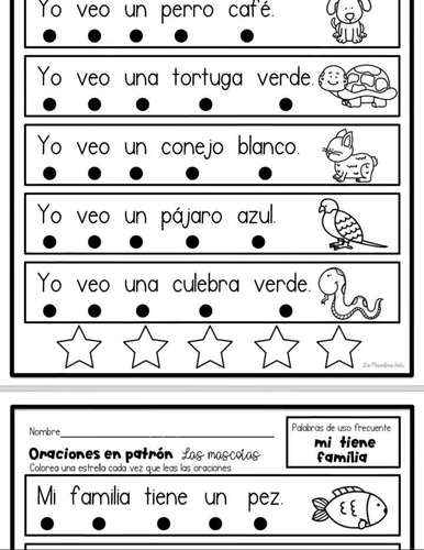 Sight Word Sentences in Spanish- Oraciones en patrón- Los animales
