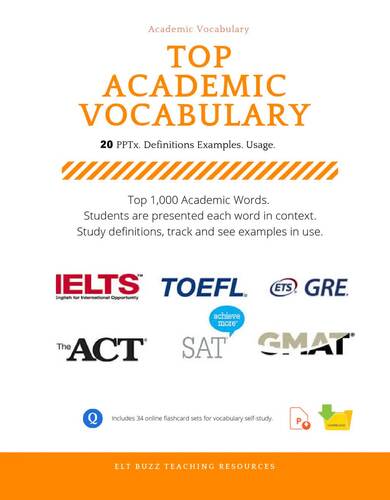 Academic Vocabulary. 1,000 Words. PPTx. GMAT. SAT. IELTS. ACT. Test Prep.