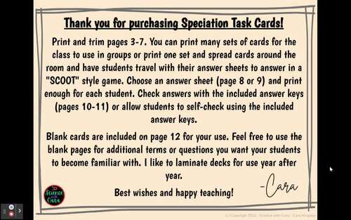 Speciation in AP Biology Task Cards by Science with Cara | TPT