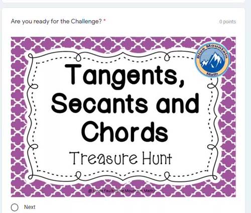 Digital Tangents, Secants and Chords Treasure Hunt by Blue Mountain Math