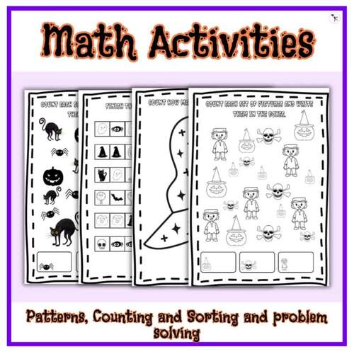 Halloween Activity Booklet Math Coloring Pages Pre-K to 1st Grade ...