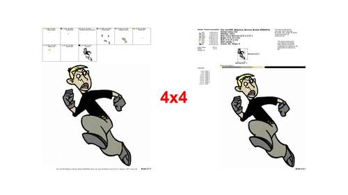 Scared Ron Stoppable cartoon character running fast embroidery designs ...