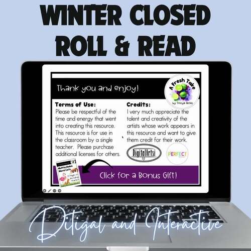 Winter Multisyllabic Closed Words Sentences Roll & Read Digital + Printable