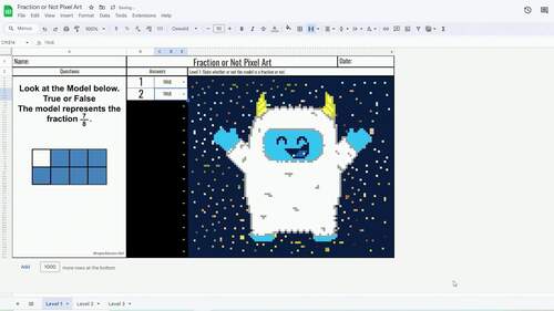 Google Sheets Pixel Art Fraction Identification with Equal-Sized Parts ...