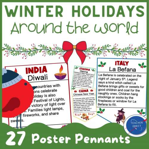 Winter Holiday Traditions Around the World Poster Pennants | December ...
