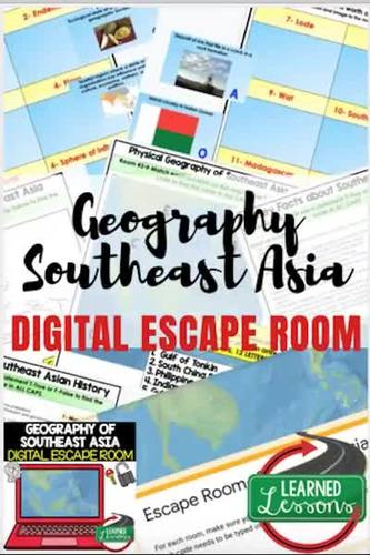 Asia Geography Digital Escape Room Breakout Room Distance Learning BUNDLE