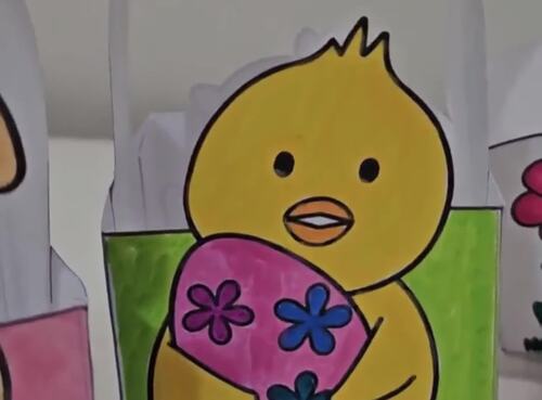 Spring Paper Basket Coloring, Kids Spring Crafts, Easter Baskets, Bunny ...