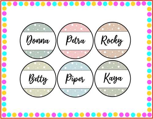 Printable Boho Neutral Student Name Labels, Editable Round Student Name ...