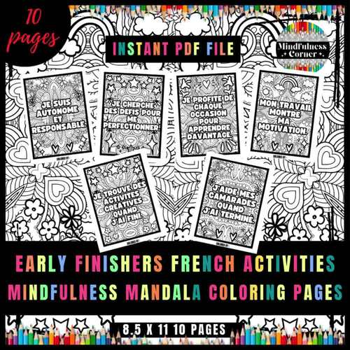 Early Finishers Activities French Mindfulness Relaxing SEL Coloring Pages