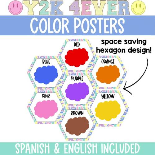 English and Spanish Color Posters / Colores Españoles / Retro Y2K