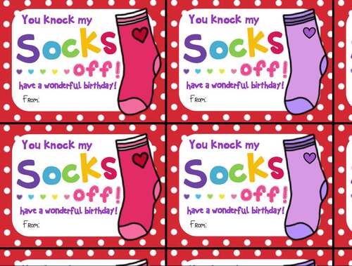 Cute Socks Birthday Gift Tag- You knock my (our) socks off! Have a ...