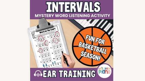 Basketball HEARING Music Intervals Mystery Word Activity Word on the Court