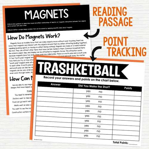 3rd Grade Science Trashketball Game Magnets Ngss 3 Ps2 3 3 Ps2 4