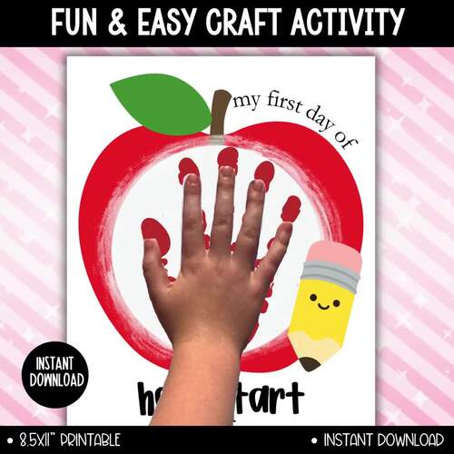 First Day of School Apple Pencil Handprint Craft, Back to School ...