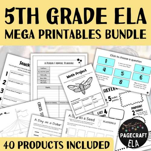 MEGA BUNDLE | 5th Grade ELA Printables | Reading, Writing, Speaking ...