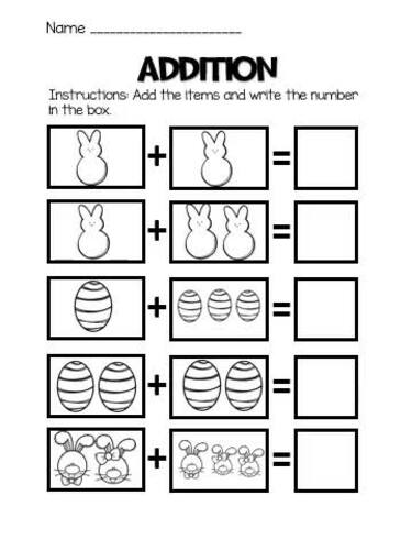 Easter NO PREP Math - Addition and Subtraction Using Numbers 0 to 5