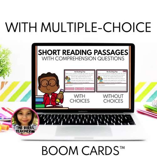 Short Reading Passages with Multiple Choice Questions Worksheets + Boom ...
