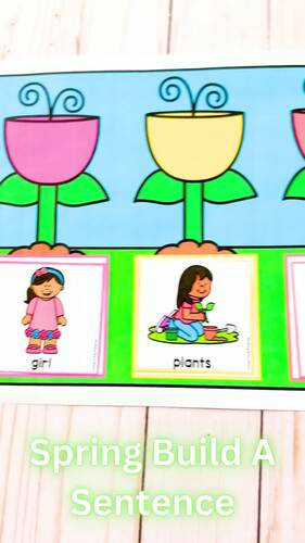 Spring Build A Sentence Language Activity by Talking Mama Bears | TPT