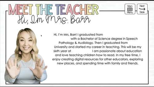 Back to School | Class Information Google Slides by Bethany Barr Education