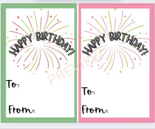 Happy Birthday Card English and Spanish Bundle Color and B/W No Prep