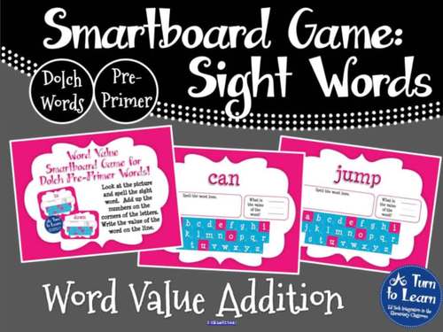 Sight Word Addition Game: Dolch Pre-Primer Words (Smartboard/Promethean ...