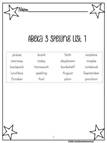 Abeka Spelling & Poetry 3 List 1 - 6th Edition - Practice with -ai and ...