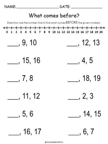 Before, After & Between Number Worksheets, Kindergarten Morning Work, T-275